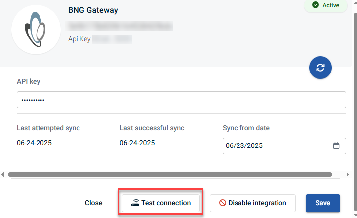 BNG Gateway: ConnectBooster API security key