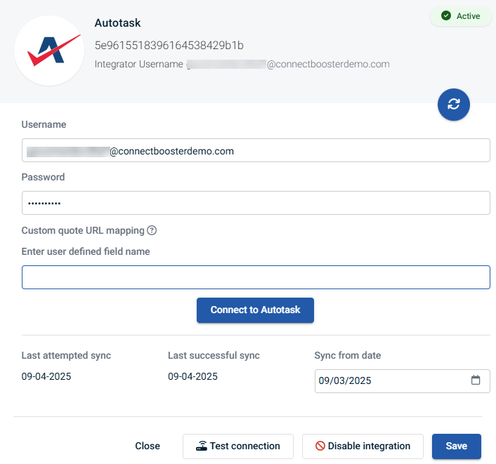 Setting up the Datto Autotask PSA Integration
