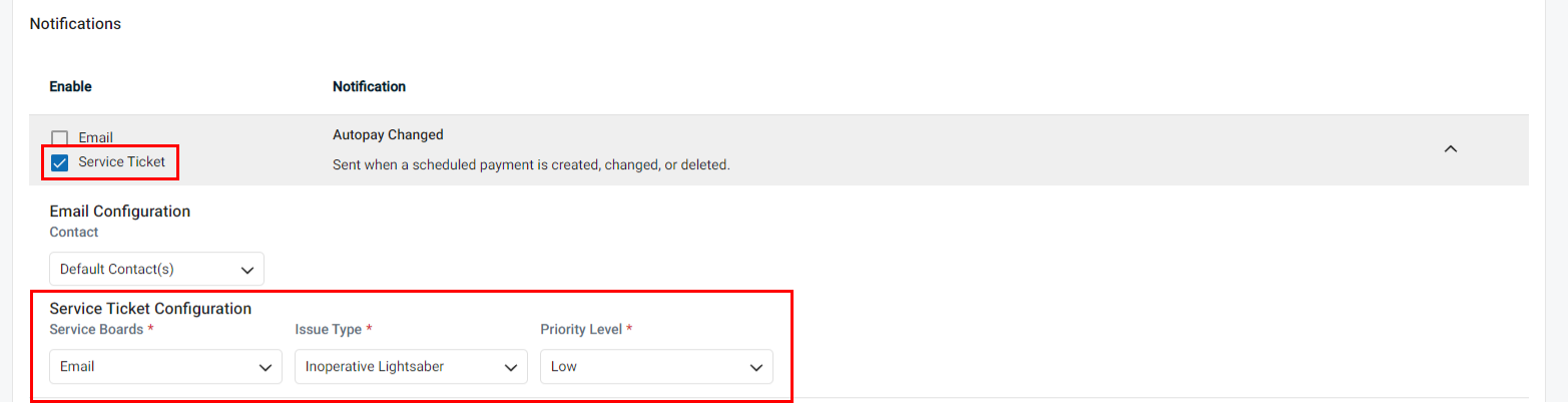 Internal notifications
