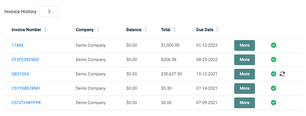 Invoice history