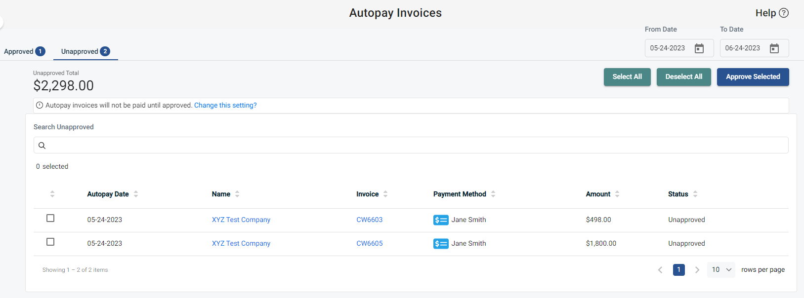 Autopay approval process