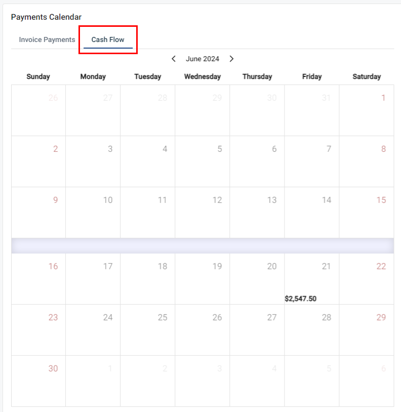Payments calendar