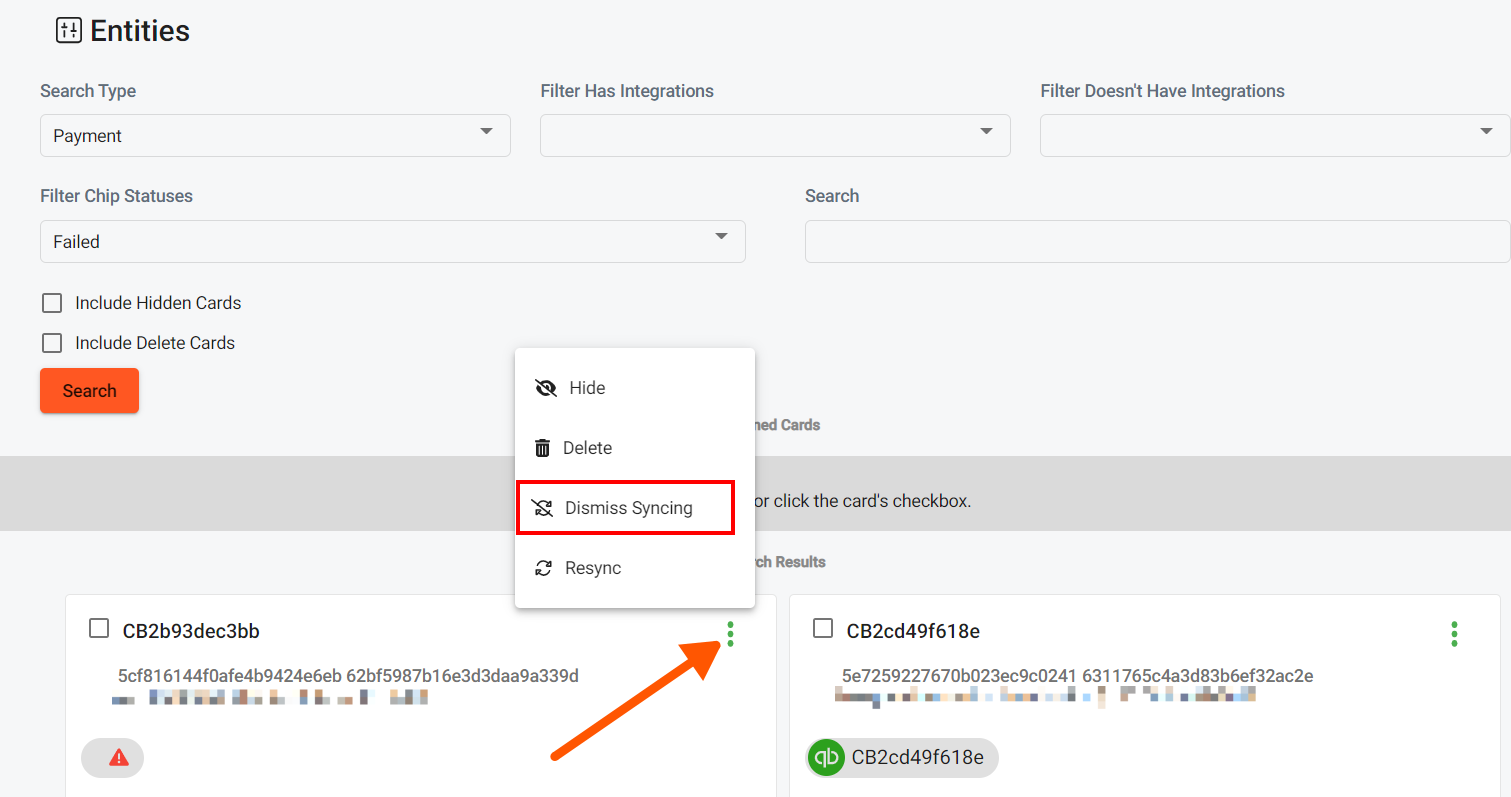 Payments failing to sync