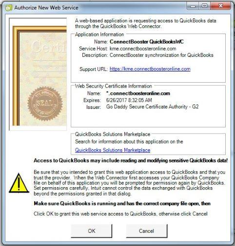 QuickBooks Web Connector setup