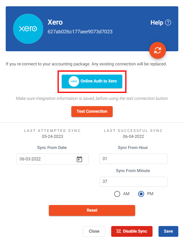 Setting up Xero integration